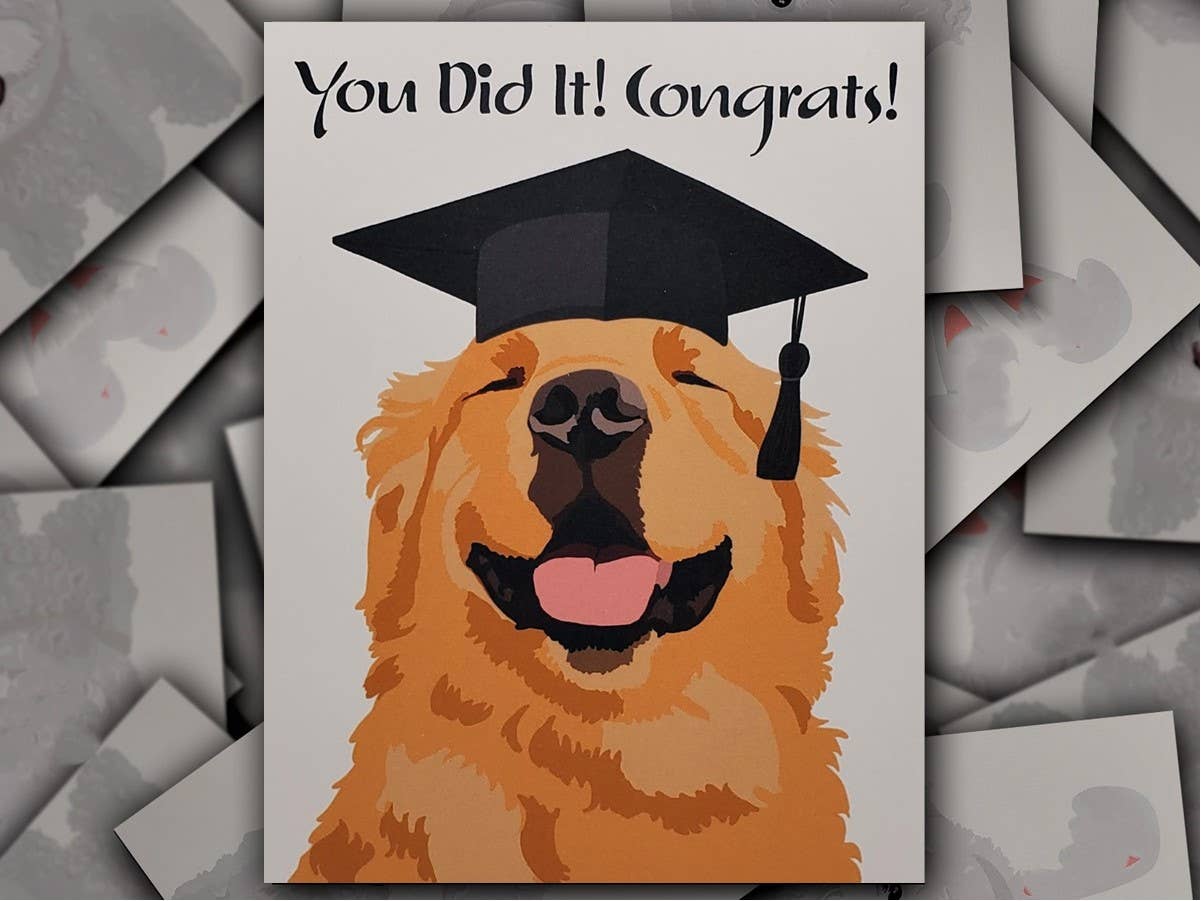 Golden Retriever Dog Graduation Card